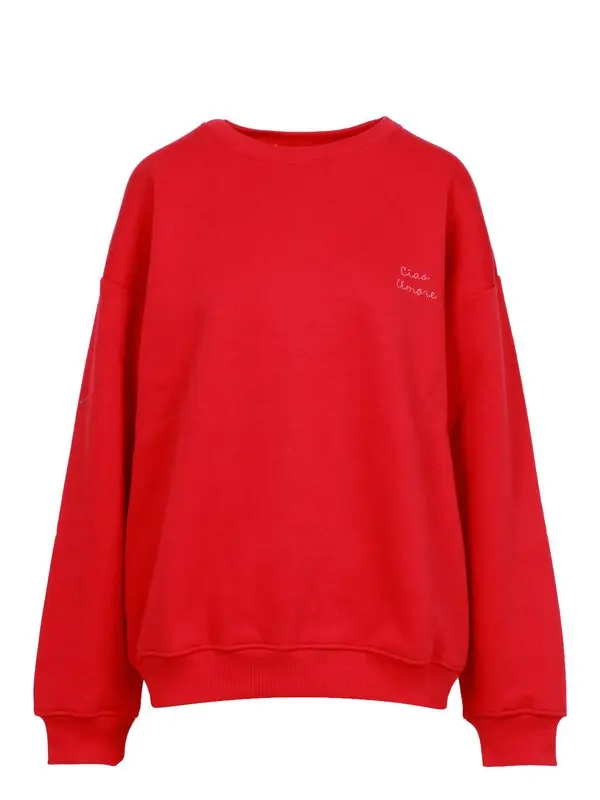 Giada Benincasa Cotton Crew Neck Sweater - Red