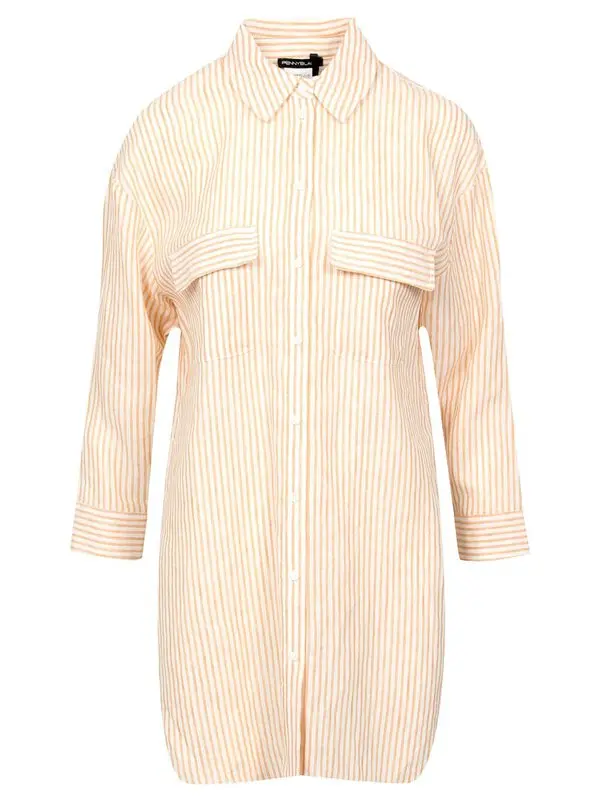 PENNY BLACK Linen Stripe Shirt Dress - Avorio+biscotto
