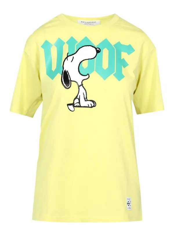 PHILOSOPHY BY LORENZO SERAFINI Snoopy Print Cotton T-shirt - Yellow