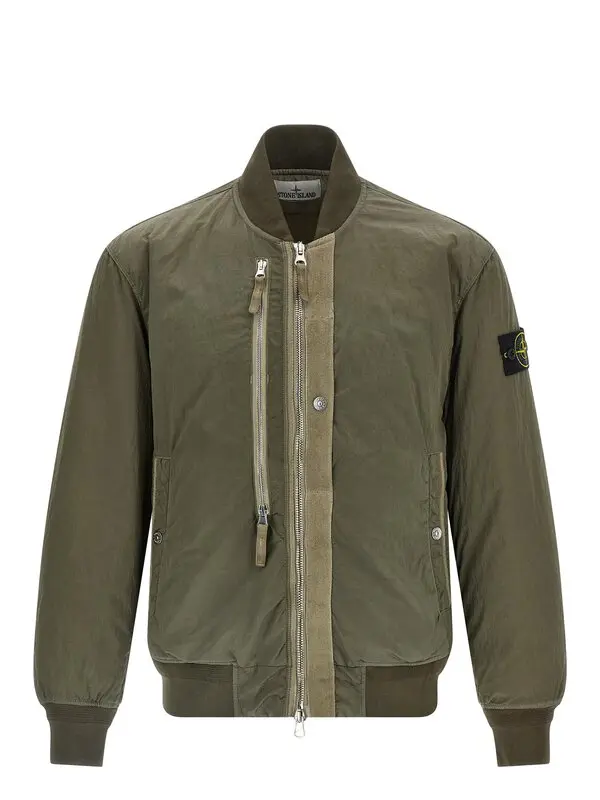 Stone Island Garment-dyed Iridescent Bomber Jacket - Green