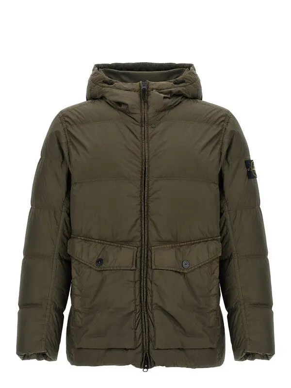 Stone Island Crinkle Reps Ny Padded Parka - Green
