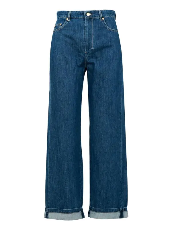Max Mara Garment-washed Cotton And Kapok Denim Jeans - Blu Marino