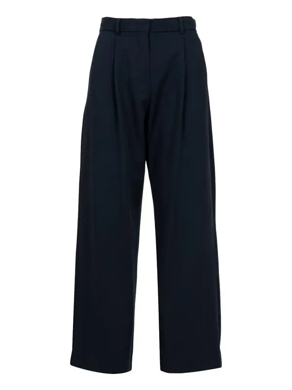 Max Mara Pure Wool Crepe Wide Leg Trousers - Blue