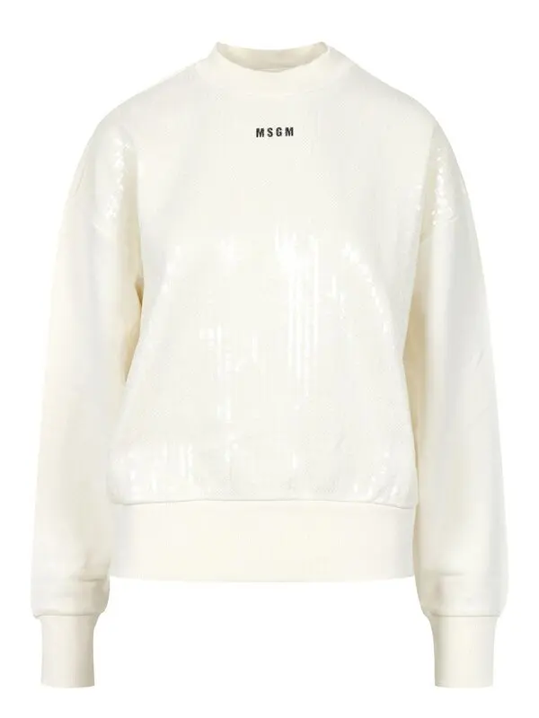 MSGM Sequined Cotton-blend Sweater - Beige