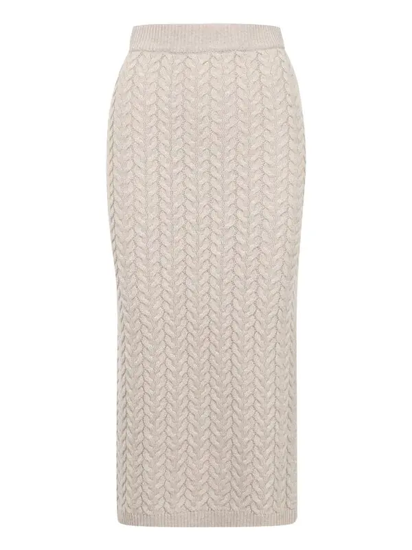 Max Mara Wool And Cashmere Blend Midi Skirt - Sand