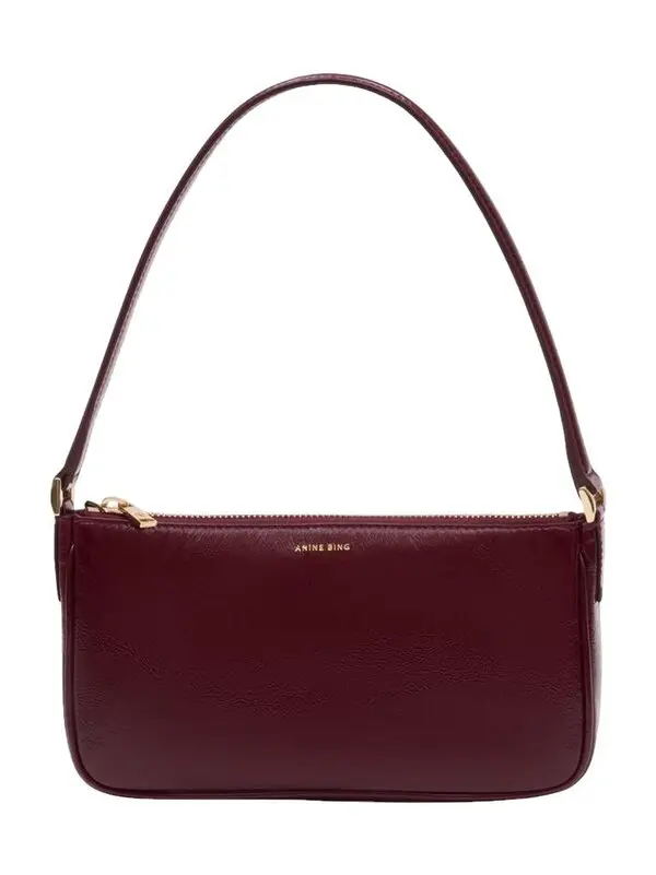 ANINE BING Mini Elly Leather Shoulder Bag - Burgundy