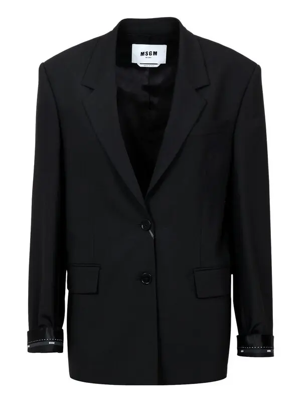 MSGM Single-breasted Blazer With Satin Ribbon Detail - Black