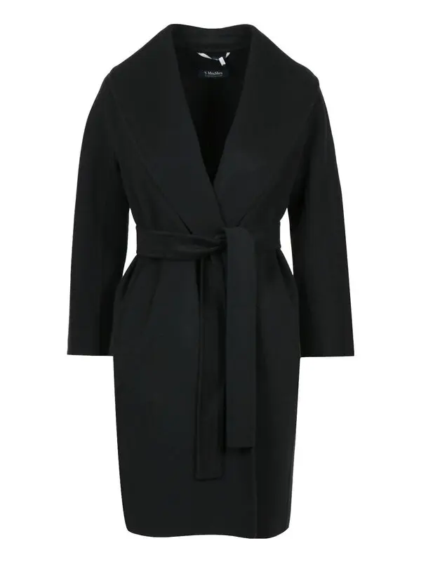 Max Mara Double-woven Pure Wool Midi Robe Coat - Black