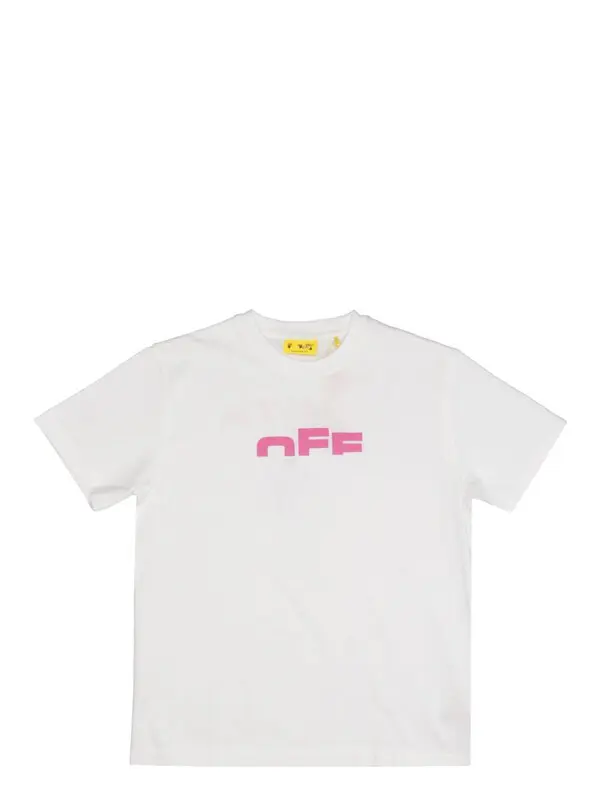 Off White T-shirt - White+fuchsia