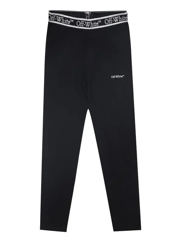 Off White Logo Elastic Waistband Trousers - Black