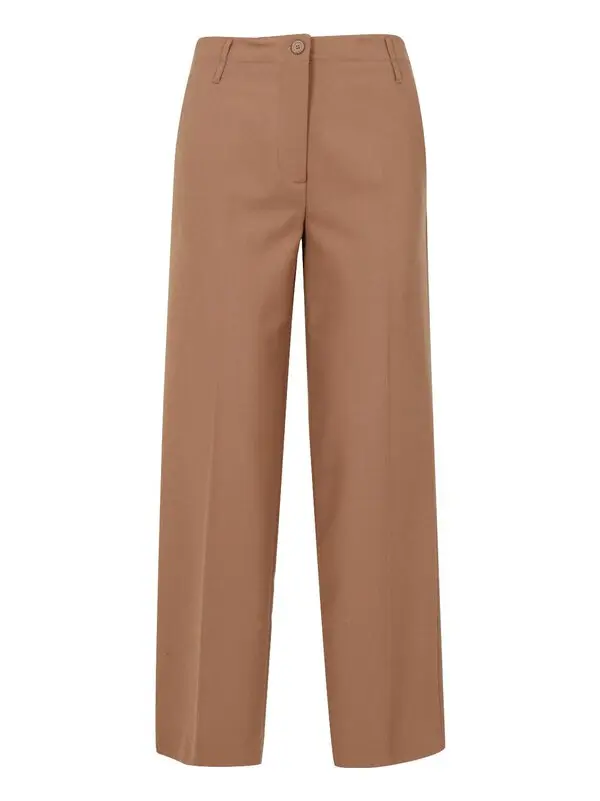SEMICOUTURE Cool Wool Wide Leg Trousers - Sand