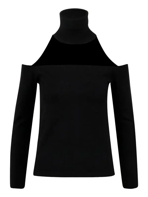SEMICOUTURE Bare Shoulder Sweater - Black