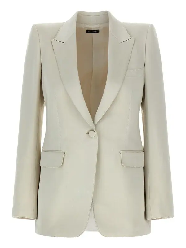 TOM FORD Duchesse Single-breasted Blazer - Beige