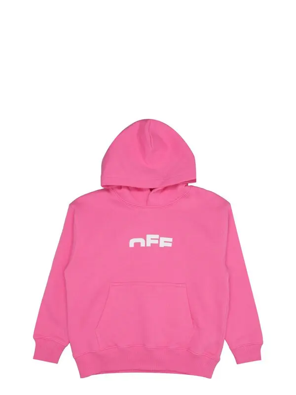 Off-White Logo Cotton Fleece Hoodie - Fuchsia+white
