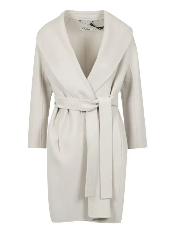 Max Mara Double-woven Pure Wool Midi Robe Coat - Ivory