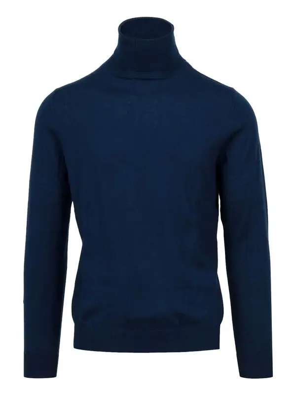 AT.P.CO High-necked Rib-knit Wool Sweater - Blue