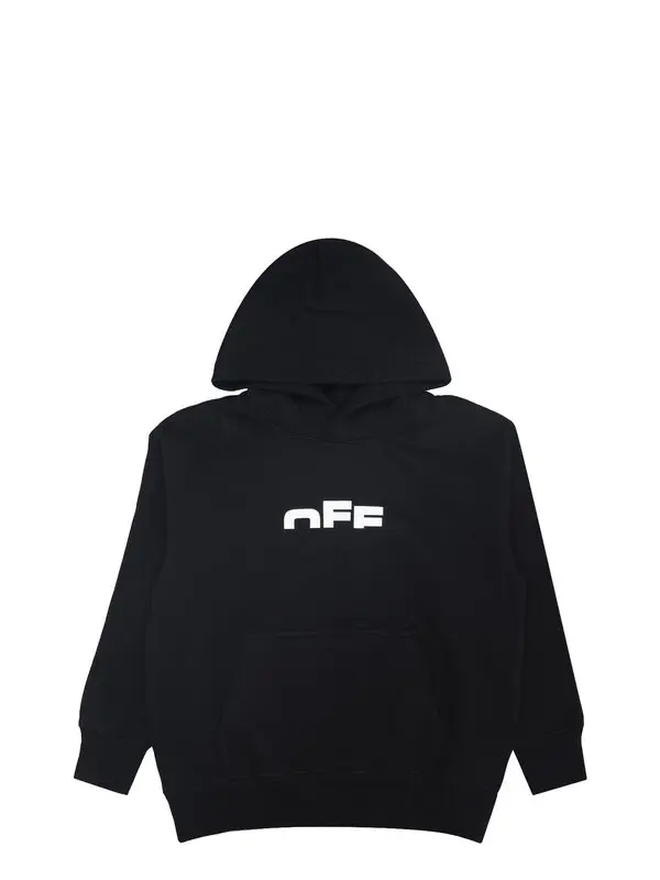 Off-White Logo Cotton Fleece Hoodie - Black