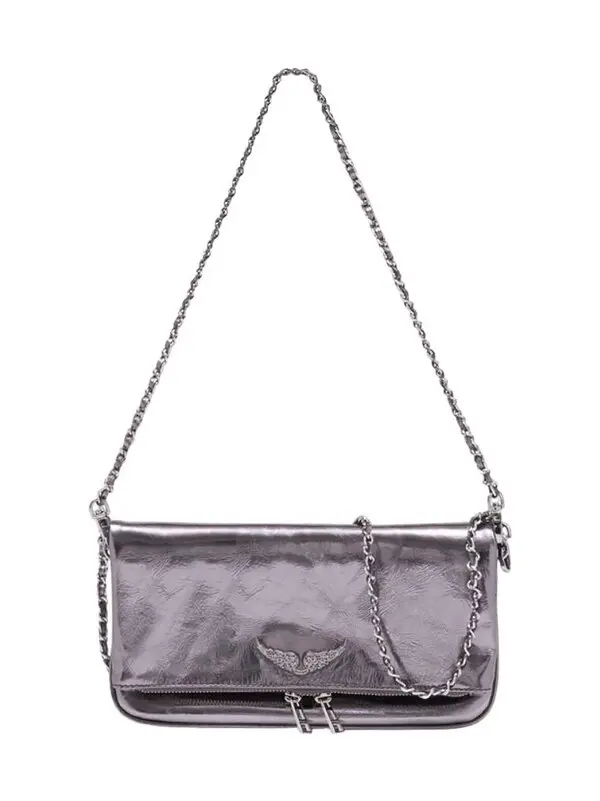Zadig&Voltaire Rock Vintage Crossbody Leather Bag - Silver