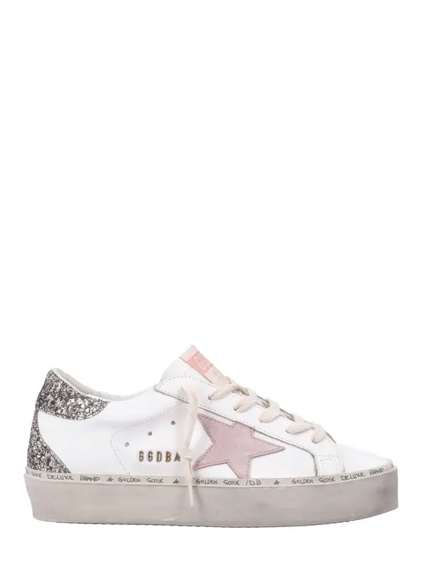 GOLDEN GOOSE Hi Star Leather Sneakers - White/pink/cindar