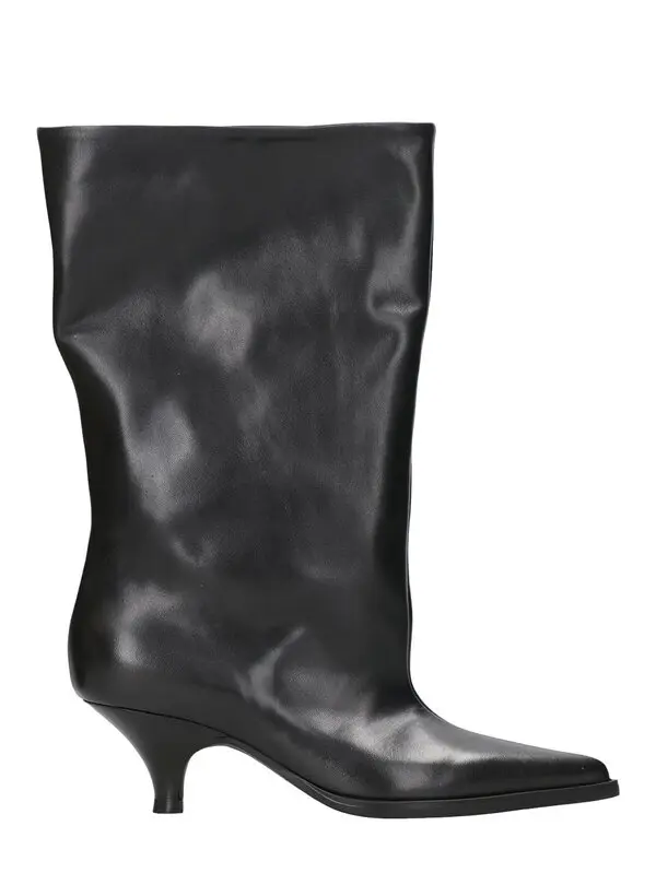Elena Iachi Pointed Toe Leather Boots - Black