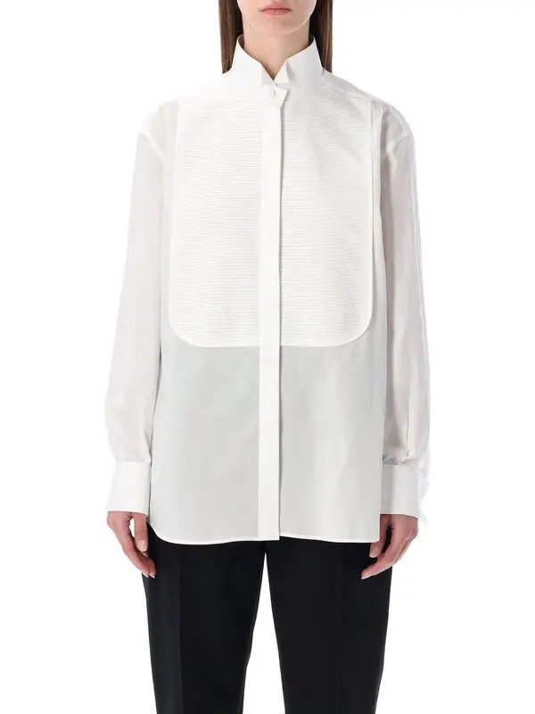 TOM FORD Cotton Shirt With Pleated Bib - White