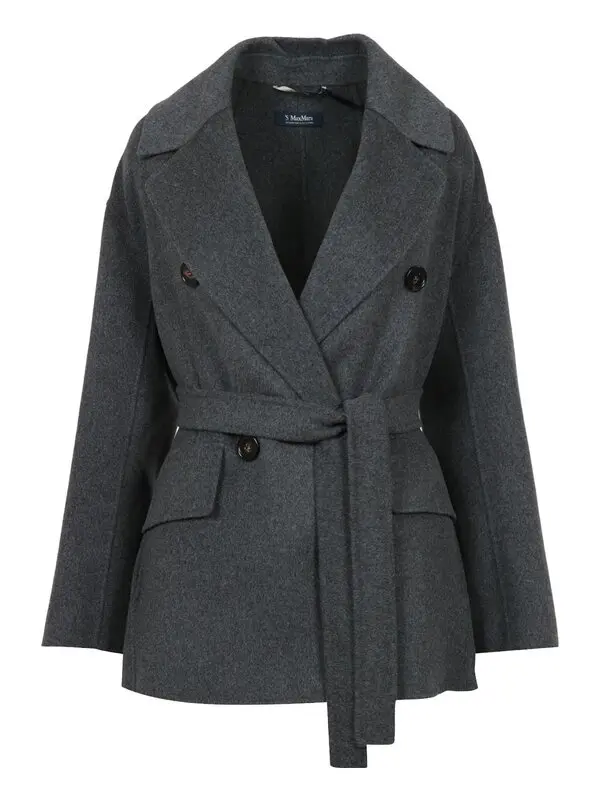 Max Mara Hand-stitched Double Wool Coat - Grey