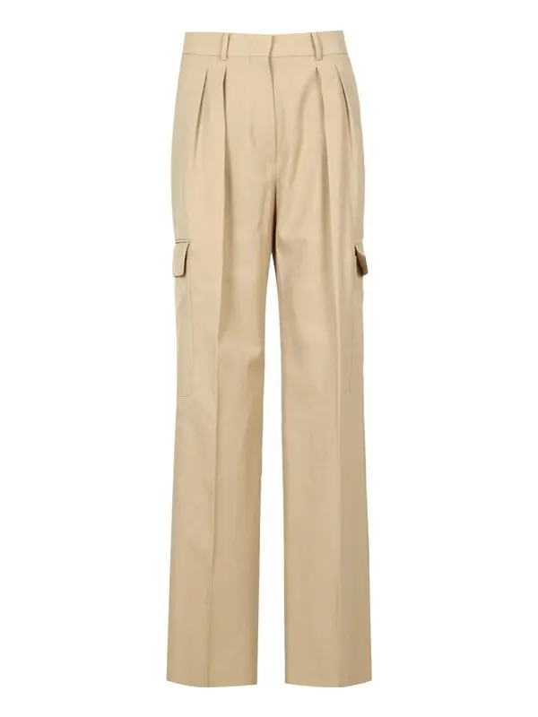 Sportmax High-waisted Cotton Trousers - Sand