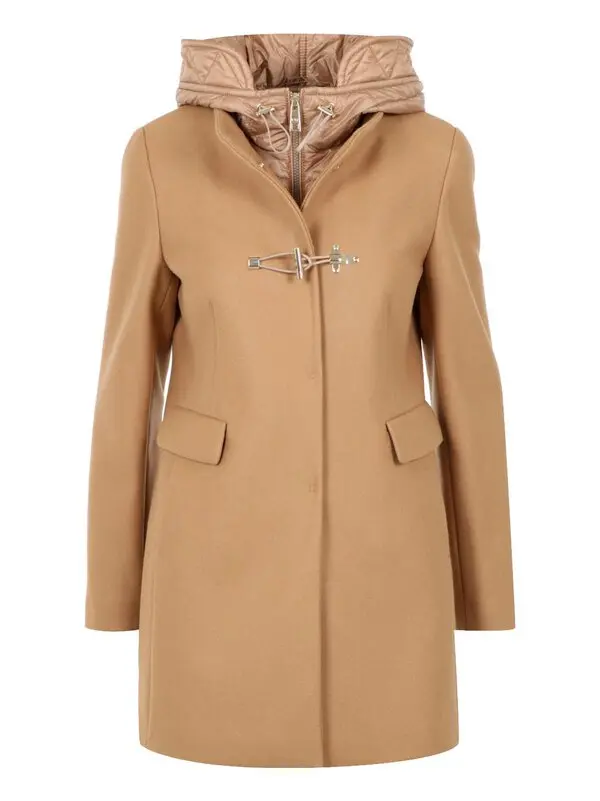 FAY Wool-blend Coat With Quilted Padding - Camel