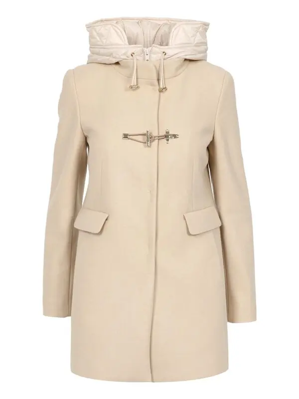 FAY Wool-blend Coat With Quilted Padding And Toggle Detail - Cream
