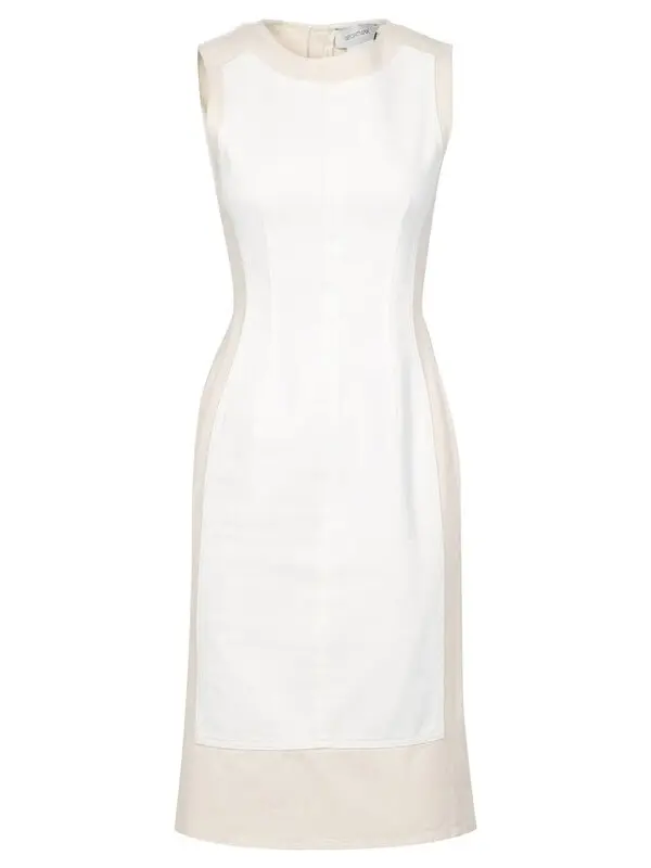 Sportmax Sleeveless Denim Sheath Dress - Bianco+beige