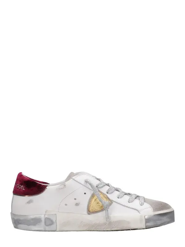 Philippe Model Laminated Sneakers With Braided Laces - Bianco+bordeaux