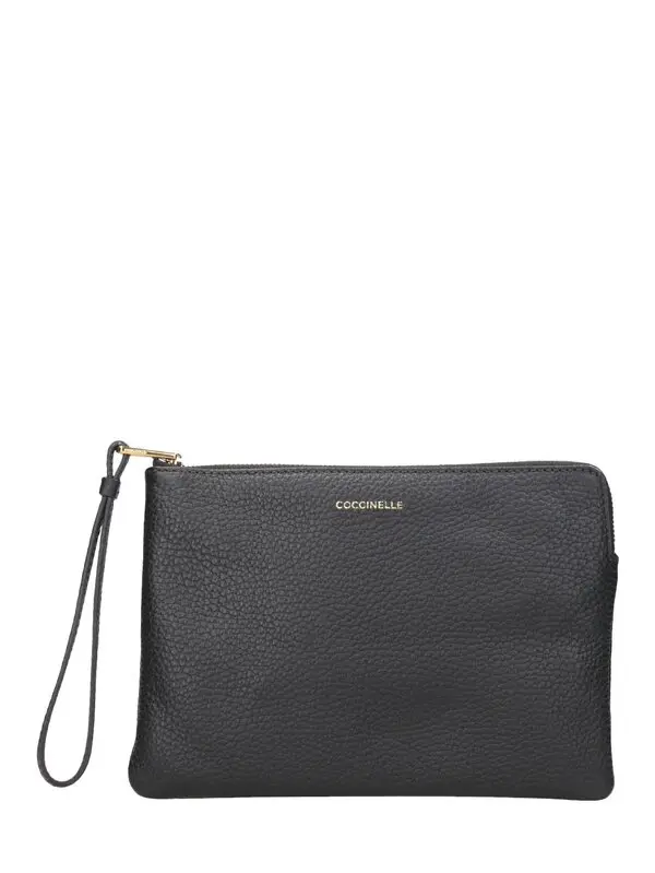 COCCINELLE Grained Leather Wristlet - Black