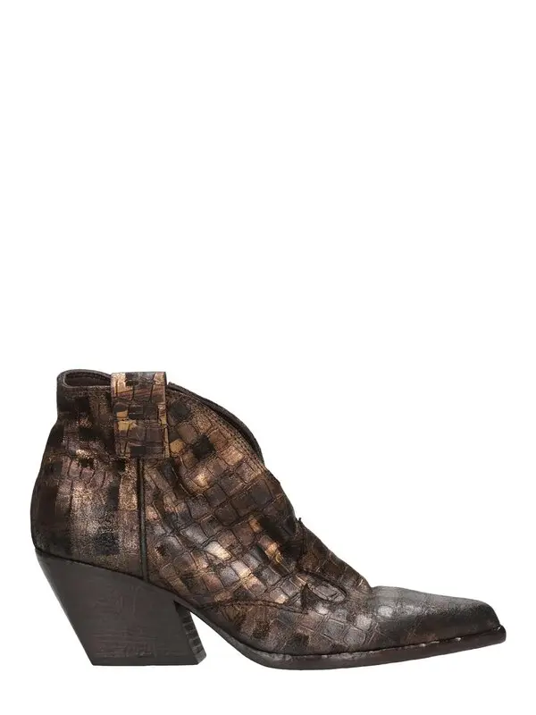 Elena Iachi Ankle Boots With Crocodile Pattern - Brown