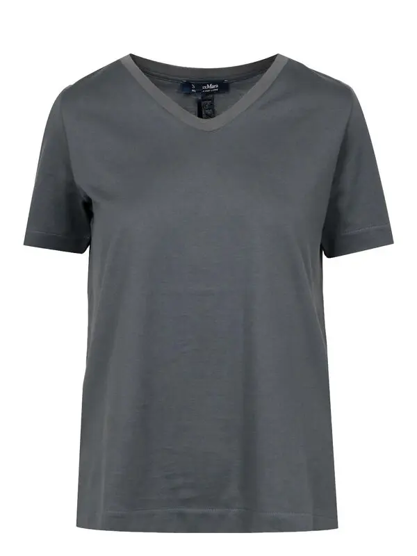 Max Mara Cotton V-neck Top - Anthracite