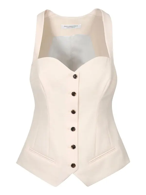 PHILOSOPHY BY LORENZO SERAFINI Vest Pattern Top - Ivory