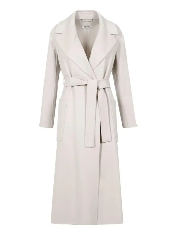 Max Mara Virgin Wool Coat With Belt - Beige