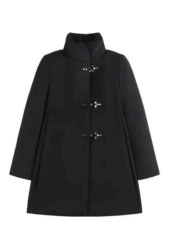 FAY Wool-blend Empire Line Coat - Black
