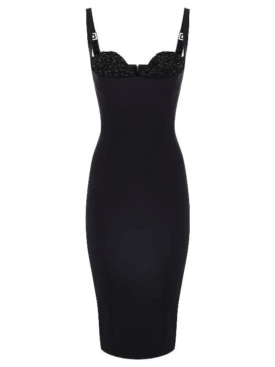 Elisabetta Franchi Dress With Crystal Embellishments - Black