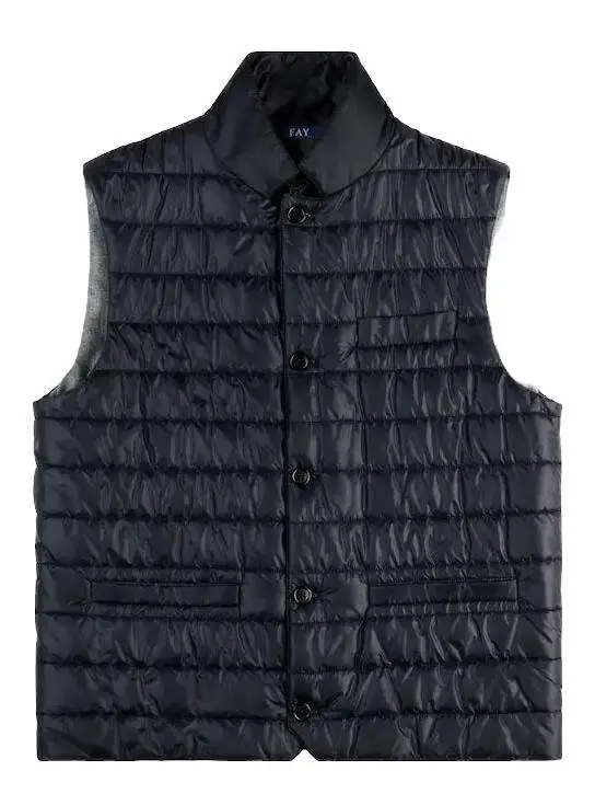 FAY Quilted Vest With Rever - Blue