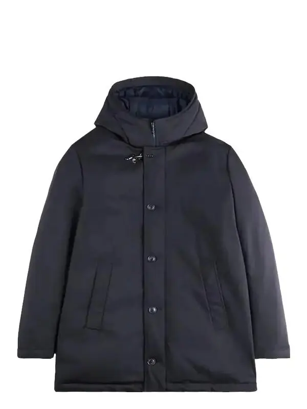 FAY Hooded Down-padded Pea Coat - Blue