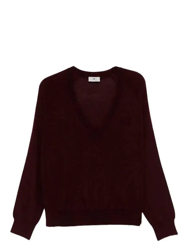 Elisabetta Franchi Wool Sweater With Logo - Merlot