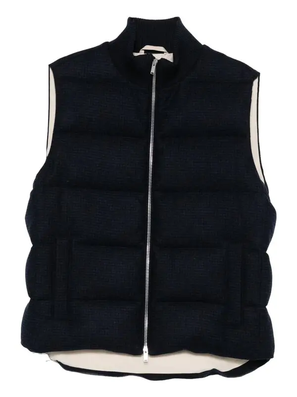 LARDINI Padded High Neck Gilet - Black
