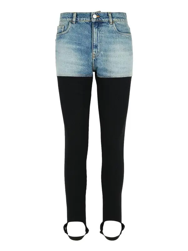 Coperni Ribbed Denim Leggings - Black