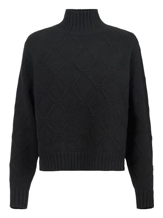 Elisabetta Franchi Jacquard Rhombus Pullover - Black