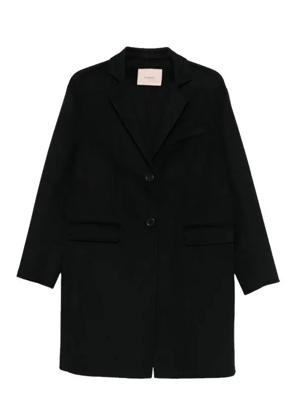 Twin-set Long Cloth Coat - Black