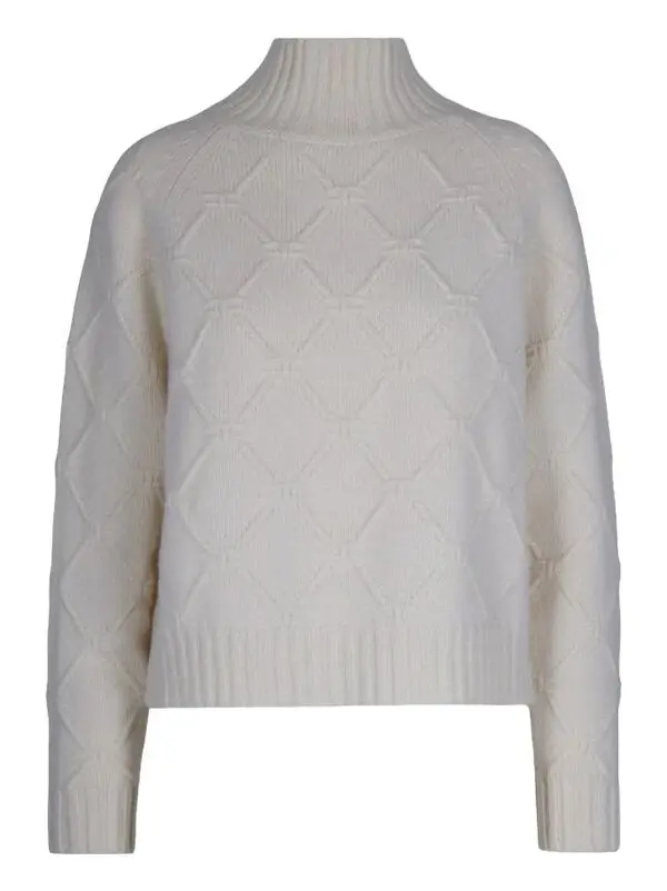 Elisabetta Franchi Jacquard Rhombus Pullover - Latte