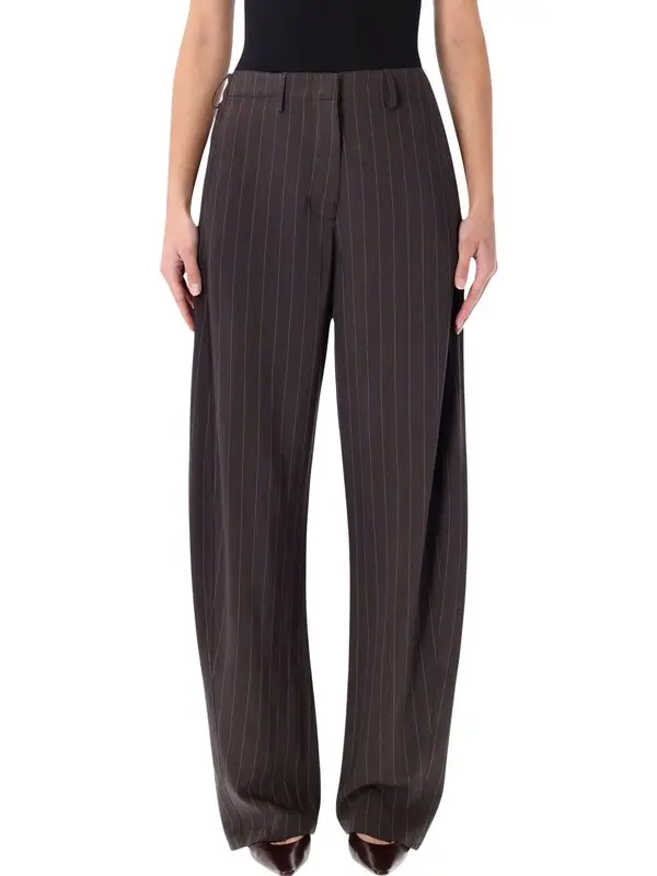 Magda Butrym Wide-leg Pinstripe Trousers - Brown Pin Stripe