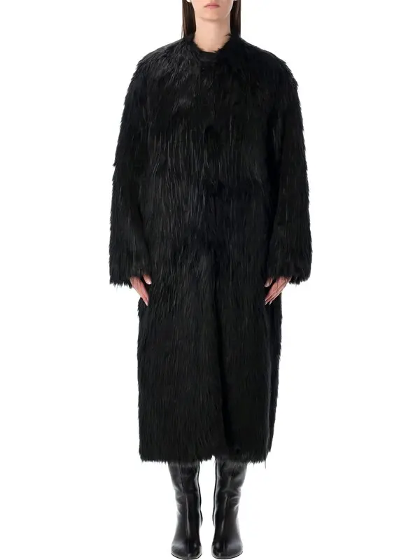 STAND STUDIO Carolina Faux Fur Coat - Black