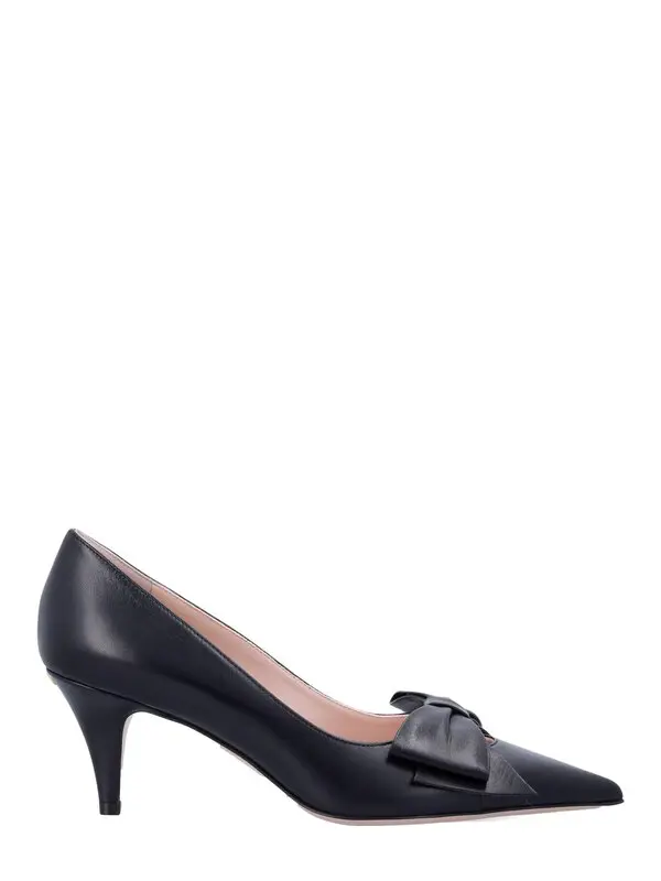 Valentino Garavani Pumps In Leather With Bow Detailing - Black