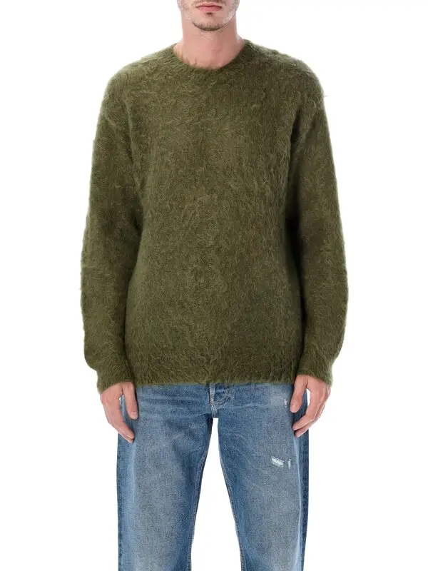 Auralee Brushed Super Kid Mohair Knit Crewneck - Green